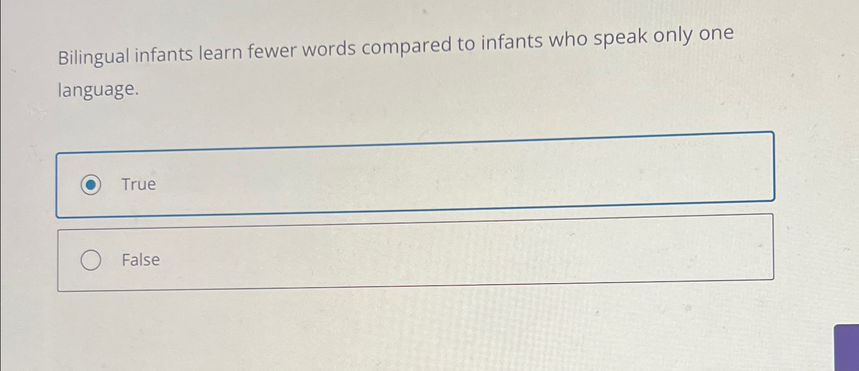Solved Bilingual infants learn fewer words compared to | Chegg.com