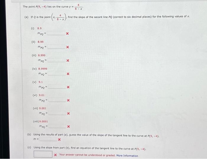 Solved The point P(9,-4) lies on the curve y = (a) If Q is | Chegg.com