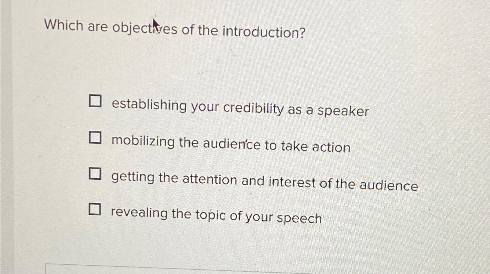 Solved Which are objectives of the introduction?establishing | Chegg.com