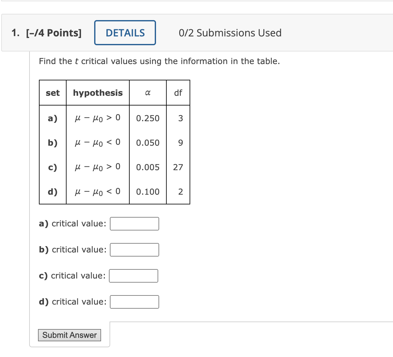 Solved Find the t ﻿critical values using the information in | Chegg.com