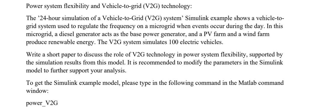 Solved Power system flexibility and Vehicle-to-grid (V2G) | Chegg.com