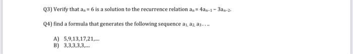 Q2) Find a recurrence relation with initial | Chegg.com