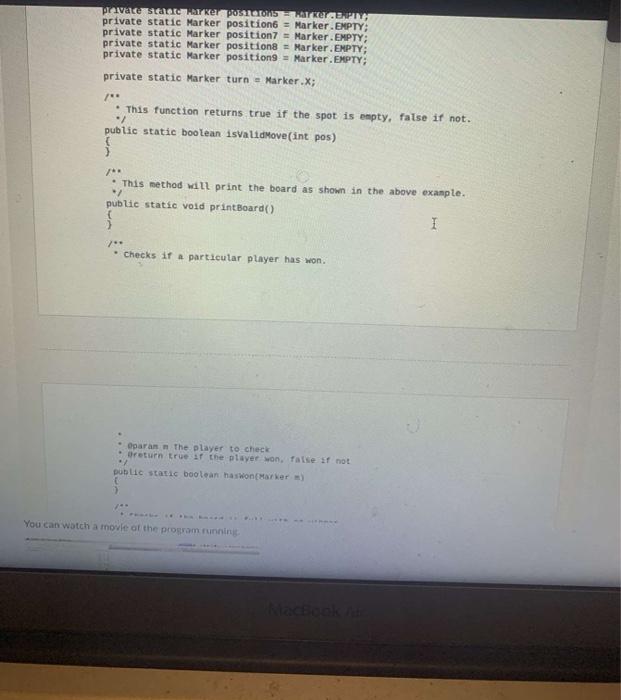 Solved You will be creating a TicTacToe game, I have | Chegg.com