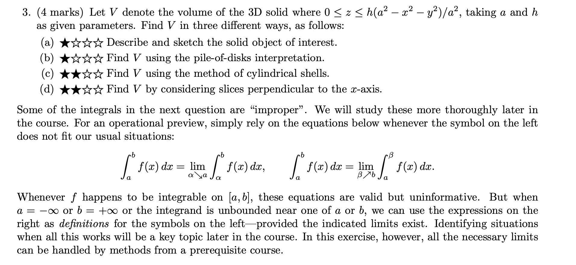 Solved (4 ﻿marks) ﻿Let V ﻿denote the volume of the 3D solid | Chegg.com