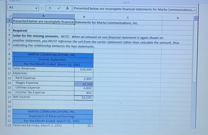 Solved Relationships among Financial Statements using | Chegg.com