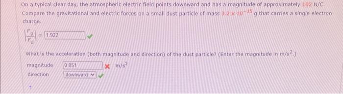 Solved On a typical clear day, the atmospheric electric | Chegg.com