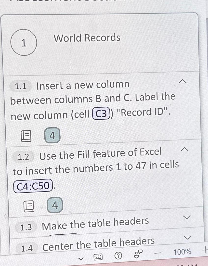 Solved World Records1.1 ﻿Insert a new column between columns | Chegg.com