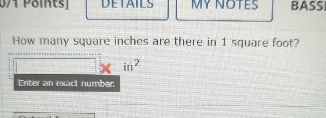 Solved How many square inches are there in 1 ﻿square foot?in | Chegg.com