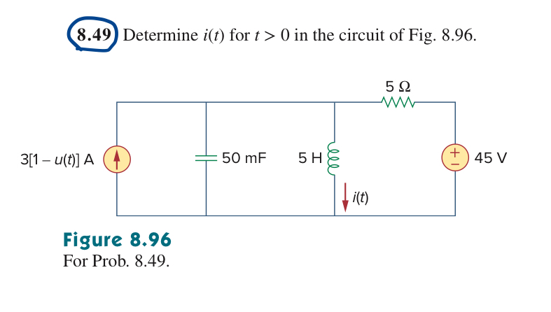 Solved 8.49 ﻿Determine i(t) ﻿for t>0 ﻿in the circuit of Fig. | Chegg.com