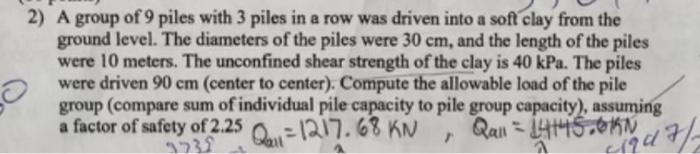 Solved 2) A group of 9 piles with 3 piles in a row was | Chegg.com