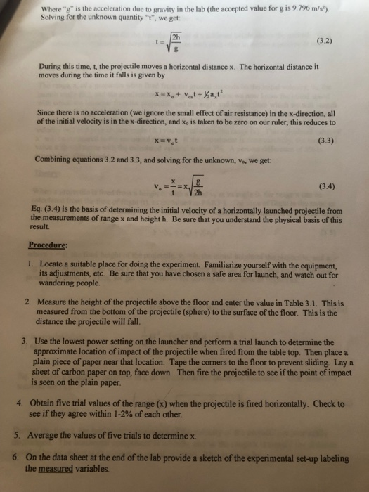 Solved Obiective: To measure the initial velocity of a | Chegg.com