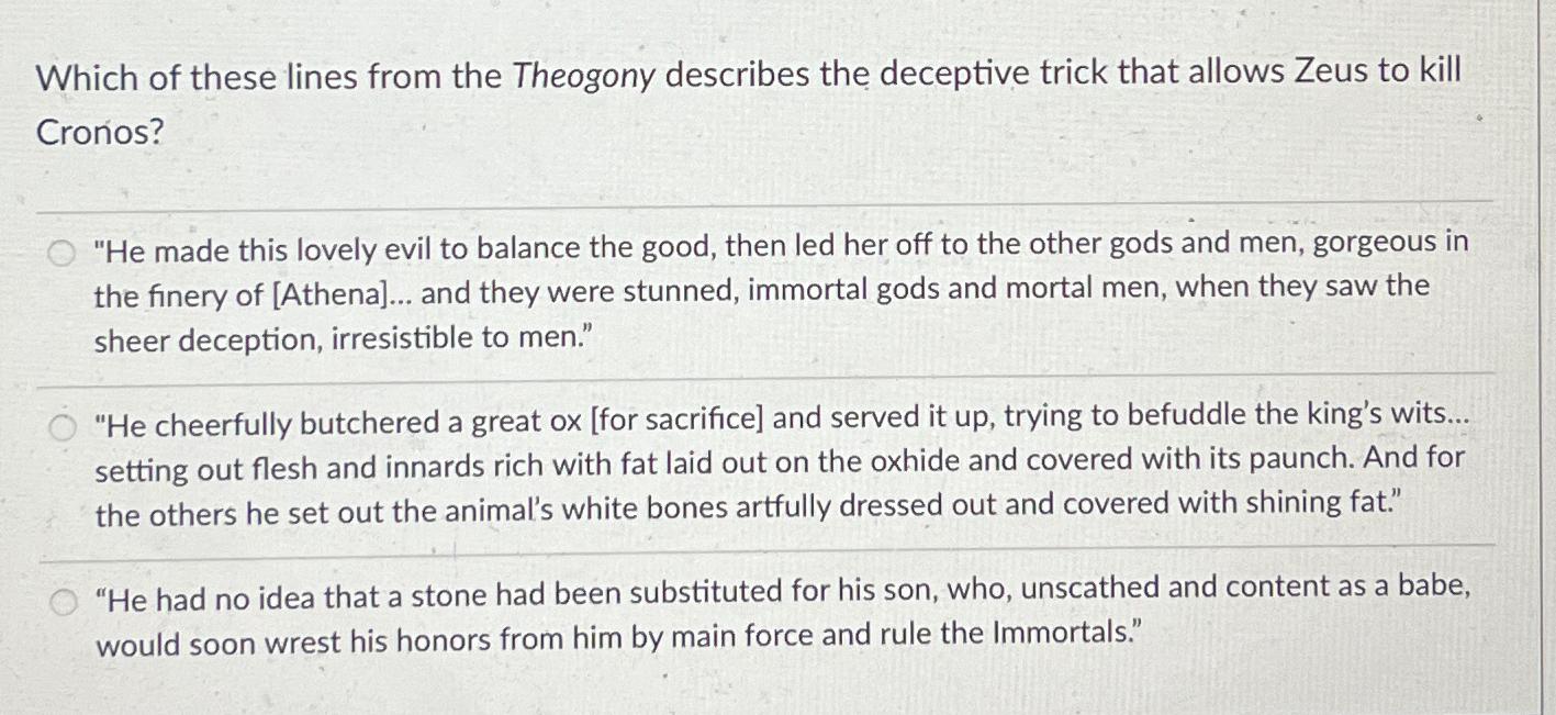 Solved Which of these lines from the Theogony describes the | Chegg.com