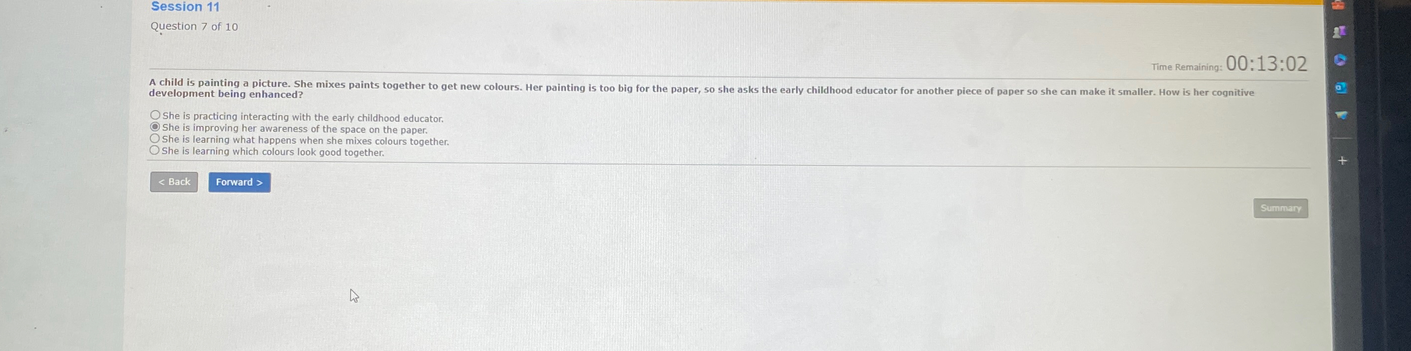 Solved Session 11 ﻿Question 7 of 10Time Remaining: 00:13:02O | Chegg.com