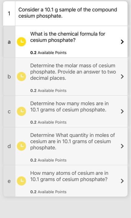 Solved 1 a b C d e (D Consider a 10.1 g sample of the | Chegg.com