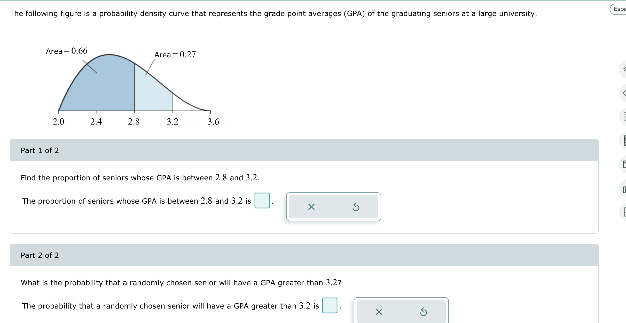 Solved The following figure is a probability density curve | Chegg.com