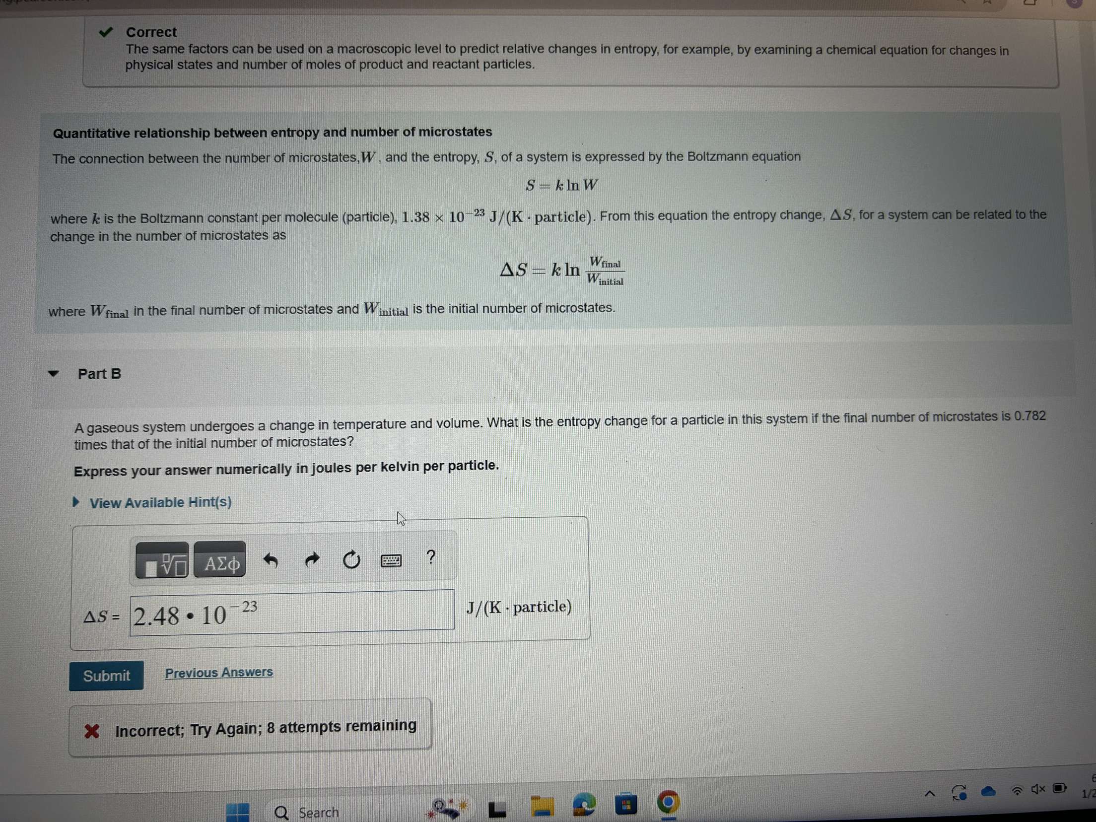 Solved A gaseous system undergoes a change in ﻿temperature | Chegg.com