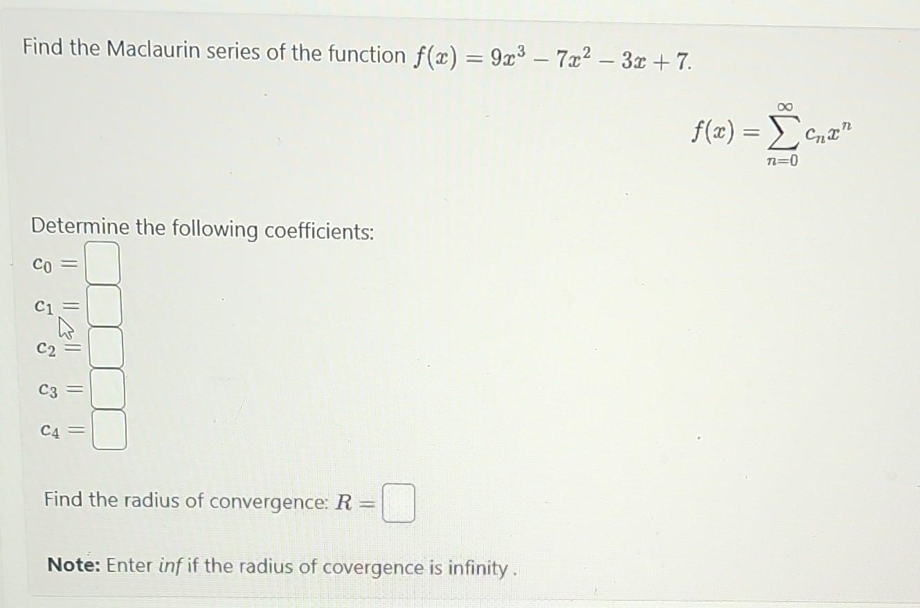 Solved Find the Maclaurin series of the function | Chegg.com