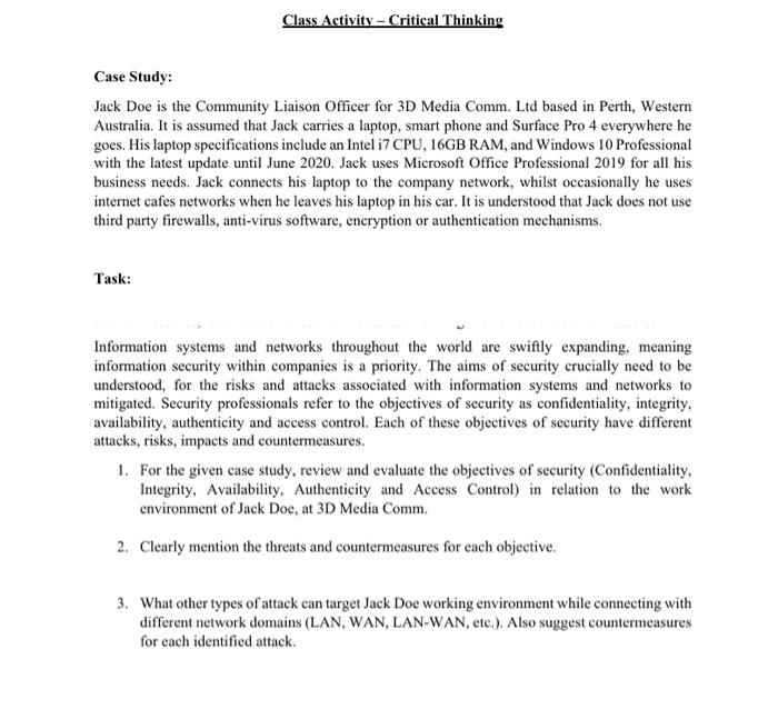 Solved Case Study: Jack Doe is the Community Liaison Officer | Chegg.com
