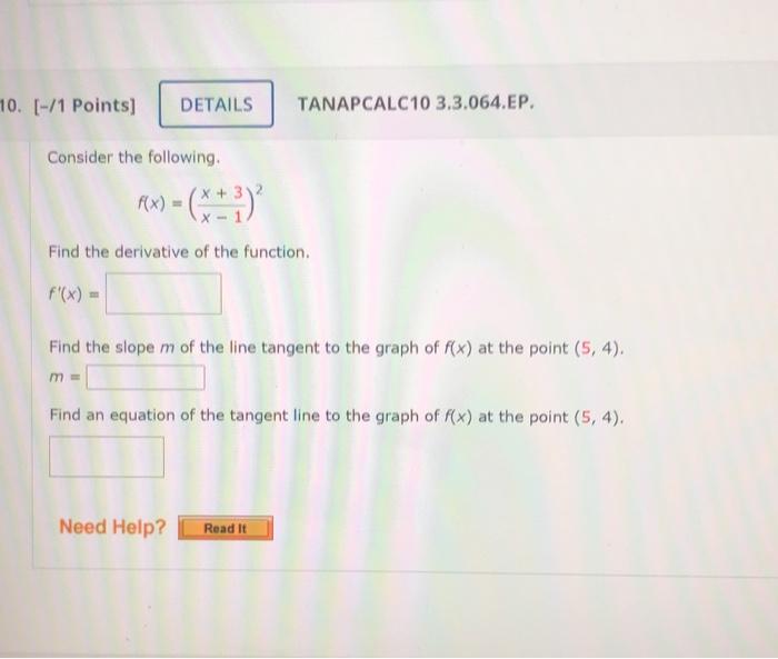 Solved 10. [-/1 Points) DETAILS TANAPCALC10 3.3.064.EP. | Chegg.com Solved 10. [-/1 Points) DETAILS TANAPCALC10 3.3.064.EP. | Chegg.com
