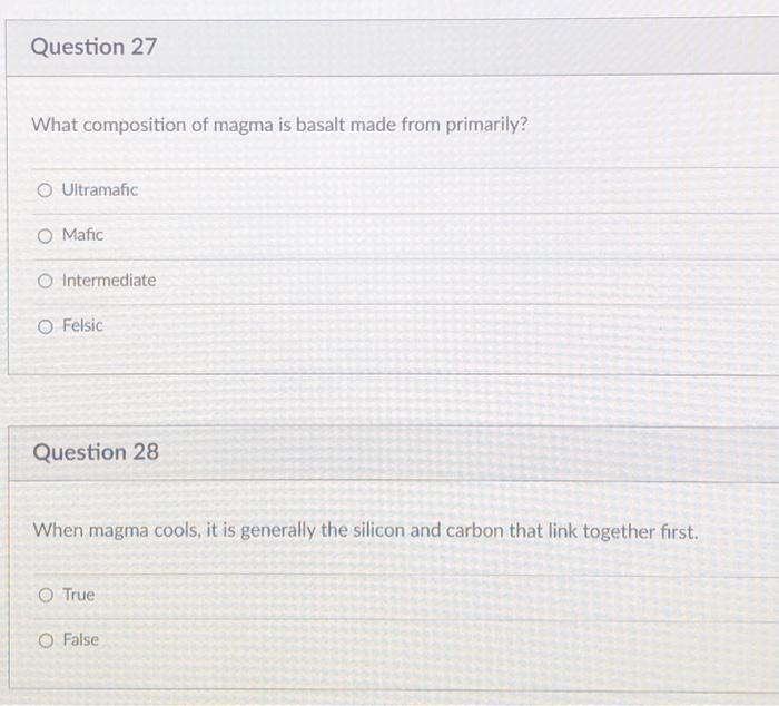 Solved What composition of magma is basalt made from | Chegg.com
