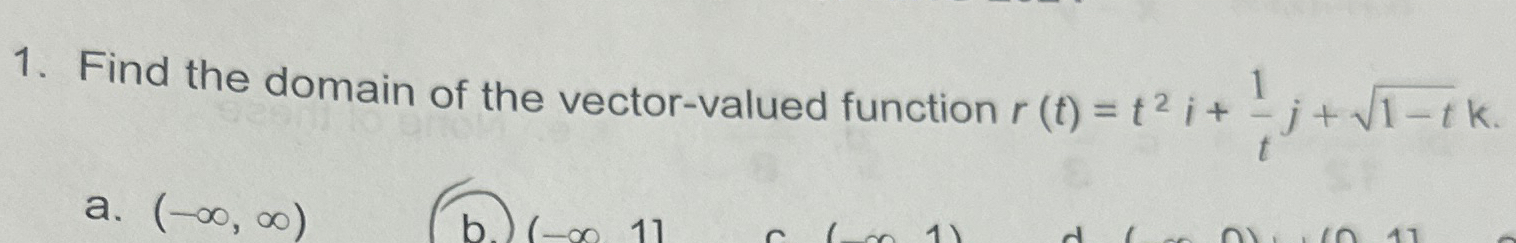 Solved Find the domain of the vector-valued function | Chegg.com