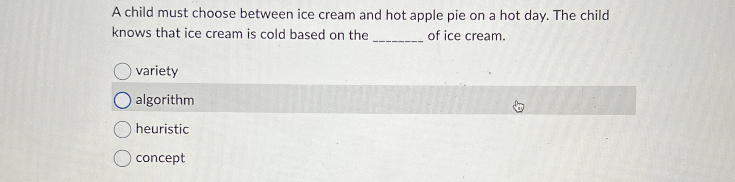 Solved A child must choose between ice cream and hot apple | Chegg.com