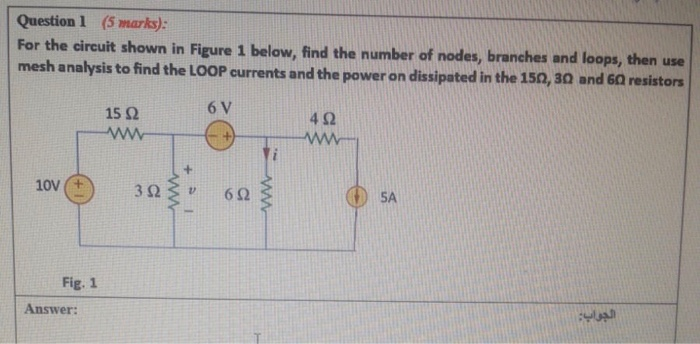 Solved Question 1 (5 marks): For the circuit shown in Figure | Chegg.com