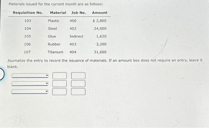 Solved Materials issued for the current month are as | Chegg.com