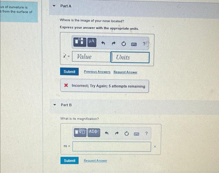 Solved Examining your image in a convex mirror whose radius | Chegg.com