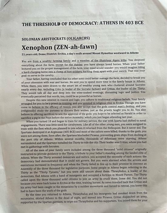 21 years old; Deme/District Erchia, a day's walk | Chegg.com