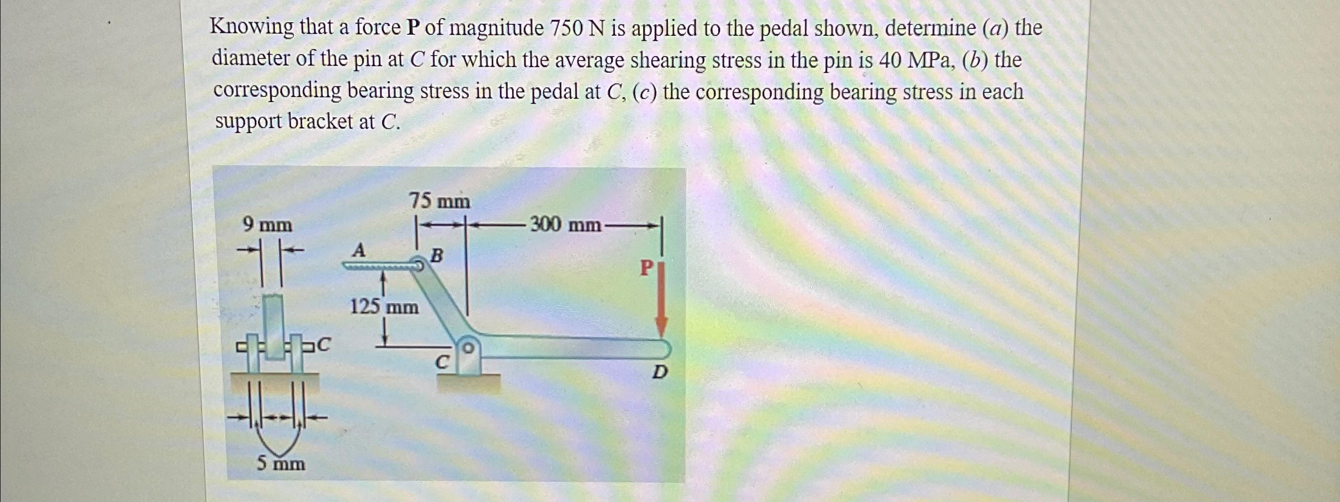 Solved Knowing That A Force P Of Magnitude 750n Is Applied