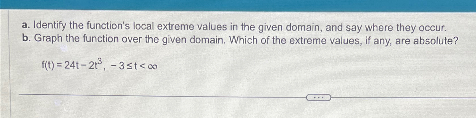 Solved a. ﻿Identify the function's local extreme values in | Chegg.com