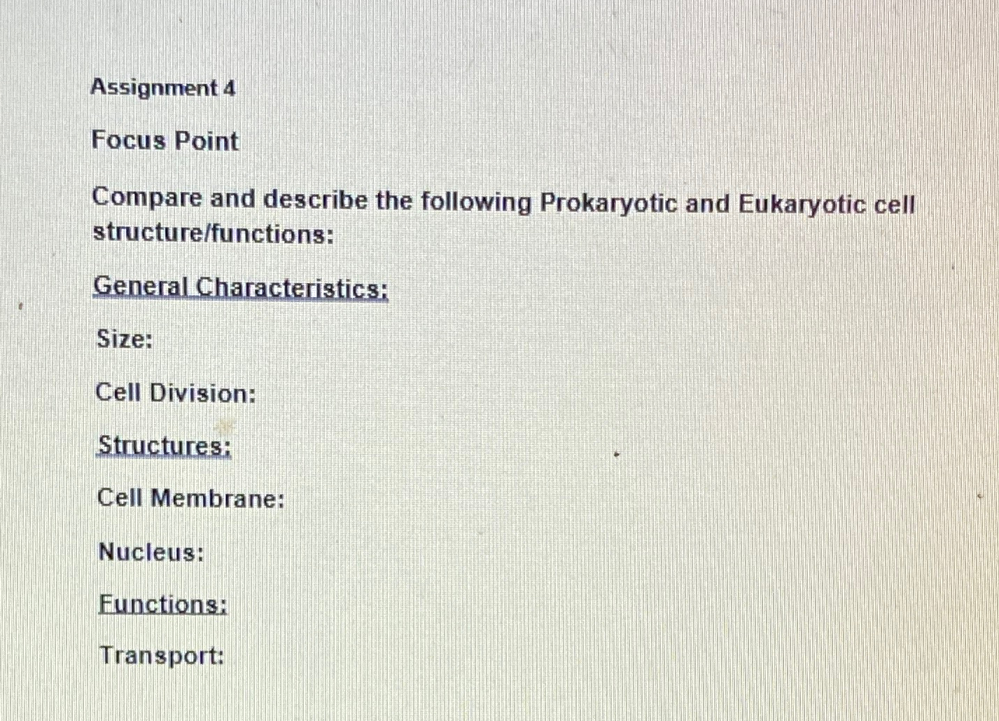 Solved Assignment 4Focus PointCompare and describe the | Chegg.com