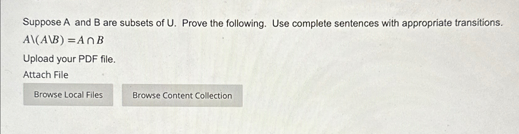 Solved Suppose A and B are subsets of U. ﻿Prove the | Chegg.com