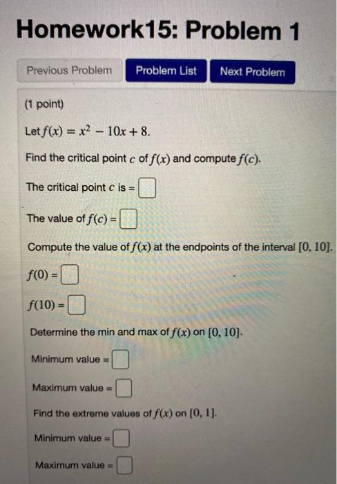 Solved Homework15 Problem 1 Previous Problem Problem List