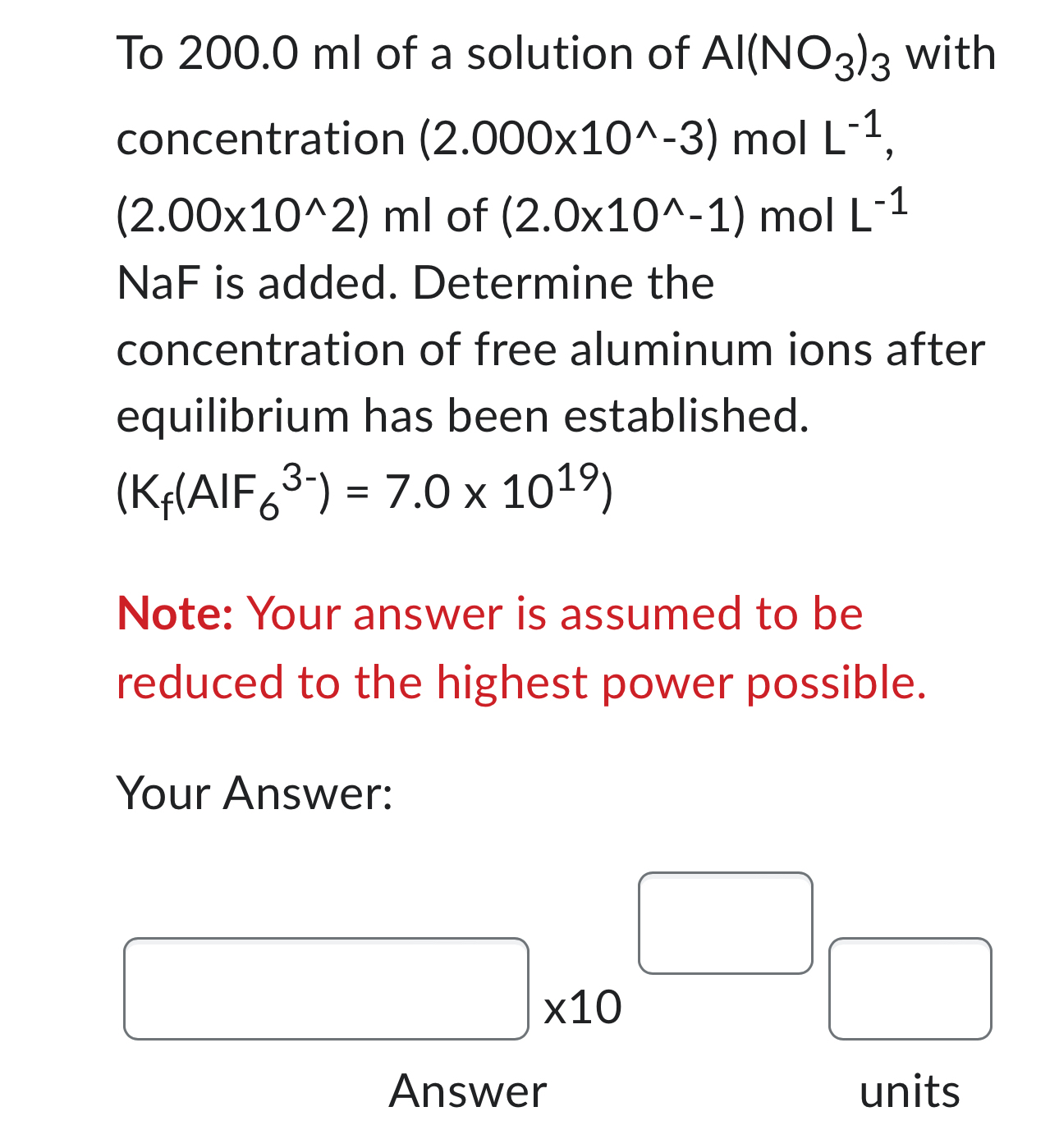 Solved To 200.0ml ﻿of a solution of Al(NO3)3 ﻿with | Chegg.com