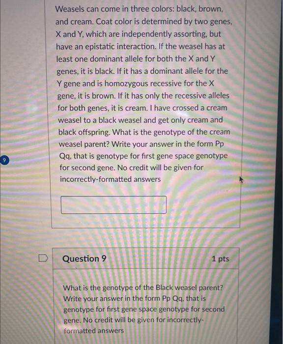 Solved Weasels can come in three colors: black, brown, and | Chegg.com