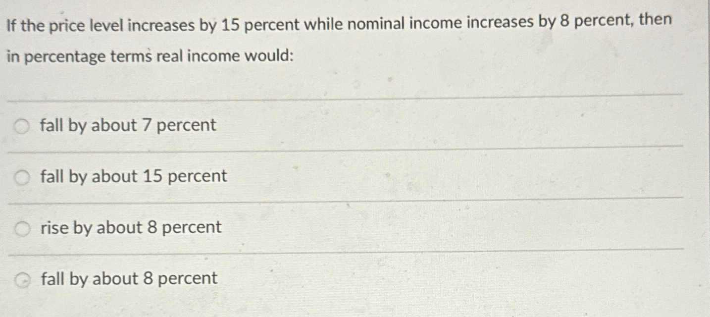 Solved If the price level increases by 15 ﻿percent while | Chegg.com