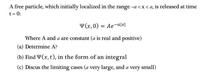 Solved A free particle, which initially localized in the | Chegg.com