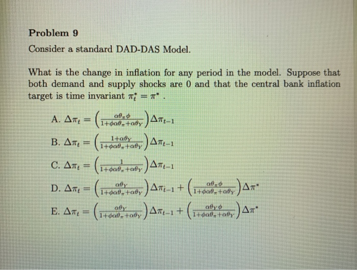 Solved Problem 9 Consider a standard DAD-DAS Model. What is | Chegg.com
