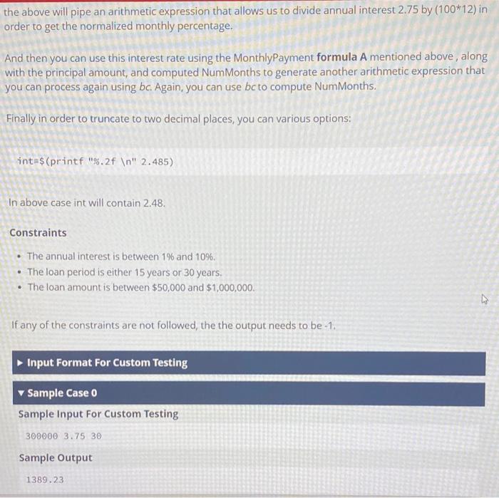 Solved You will implement a simple mortgage calculator. The | Chegg.com