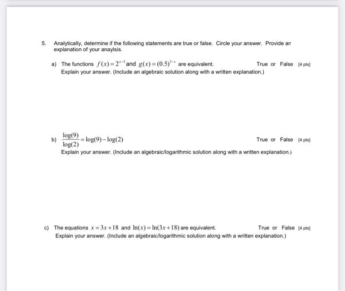 Solved 5. Analytically, determine if the following | Chegg.com