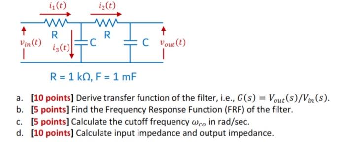 Solved R=1kΩ,F=1mF a. [10 points] Derive transfer function | Chegg.com