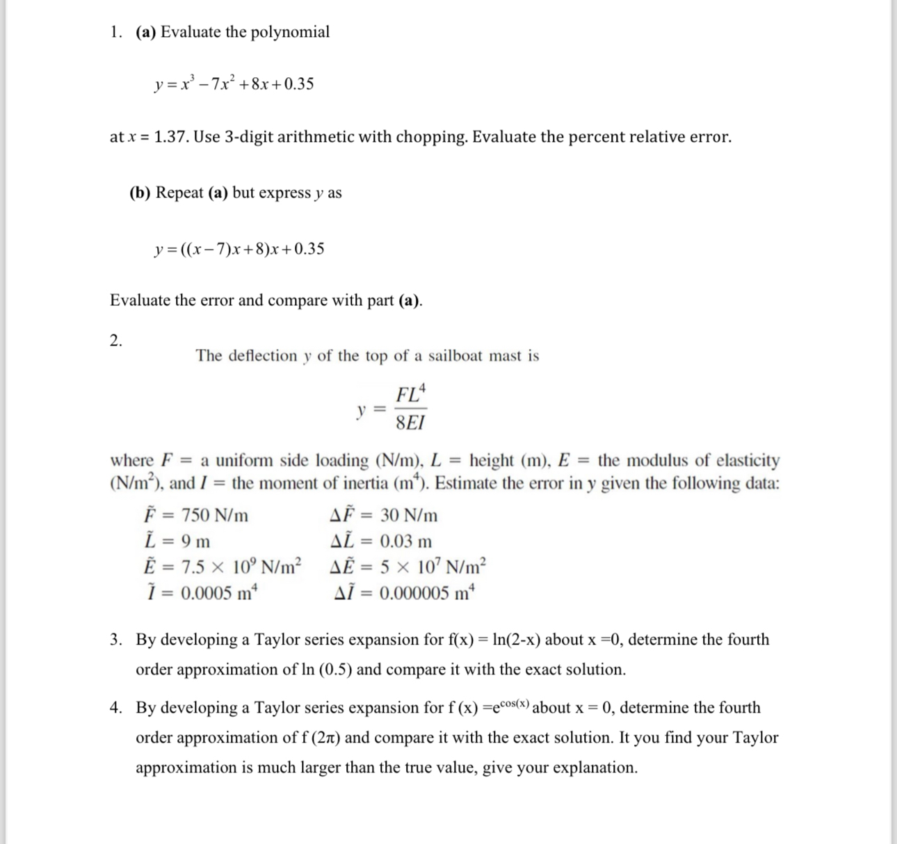 Solved (a) ﻿Evaluate the polynomialy=x3-7x2+8x+0.35at | Chegg.com