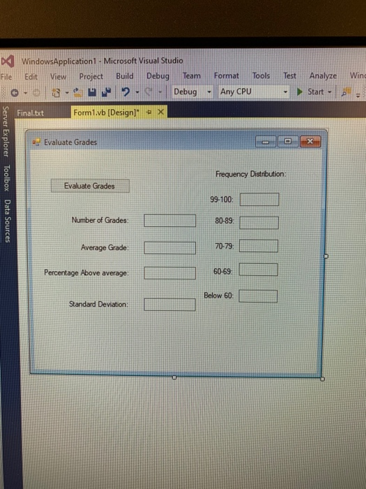 i WindowsApplication 1 - Microsoft Visual Studio File | Chegg.com
