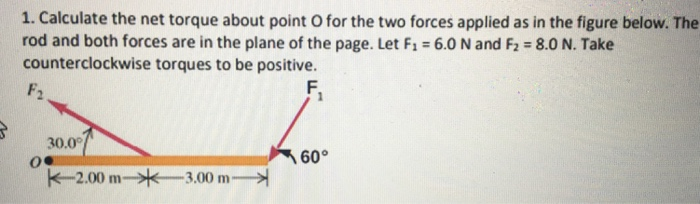 Solved 1. Calculate the net torque about point o for the two | Chegg.com