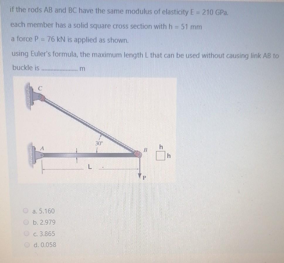 Solved if the rods AB and BC have the same modulus of | Chegg.com