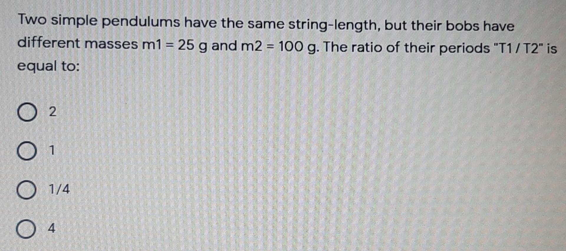 Solved Two simple pendulums have the same string-length, but | Chegg.com