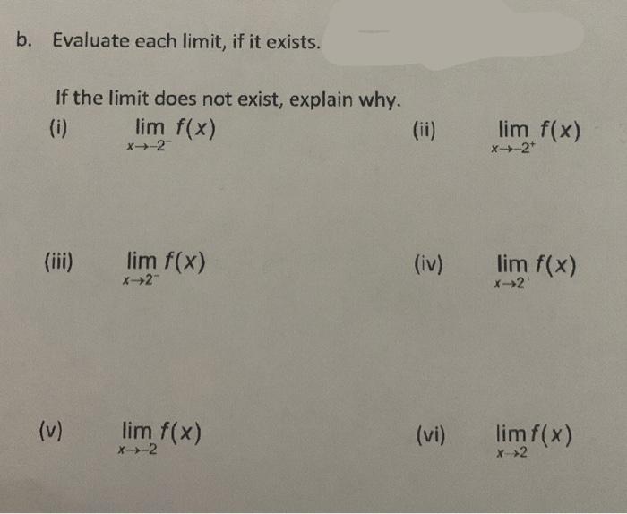 b. Evaluate each limit, if it exists. If the limit | Chegg.com