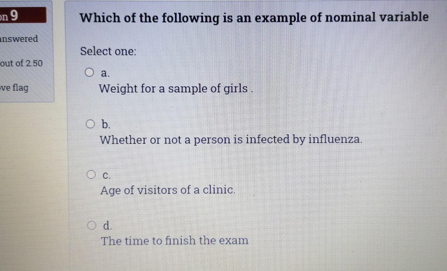 Solved on 9 Which of the following is an example of nominal | Chegg.com